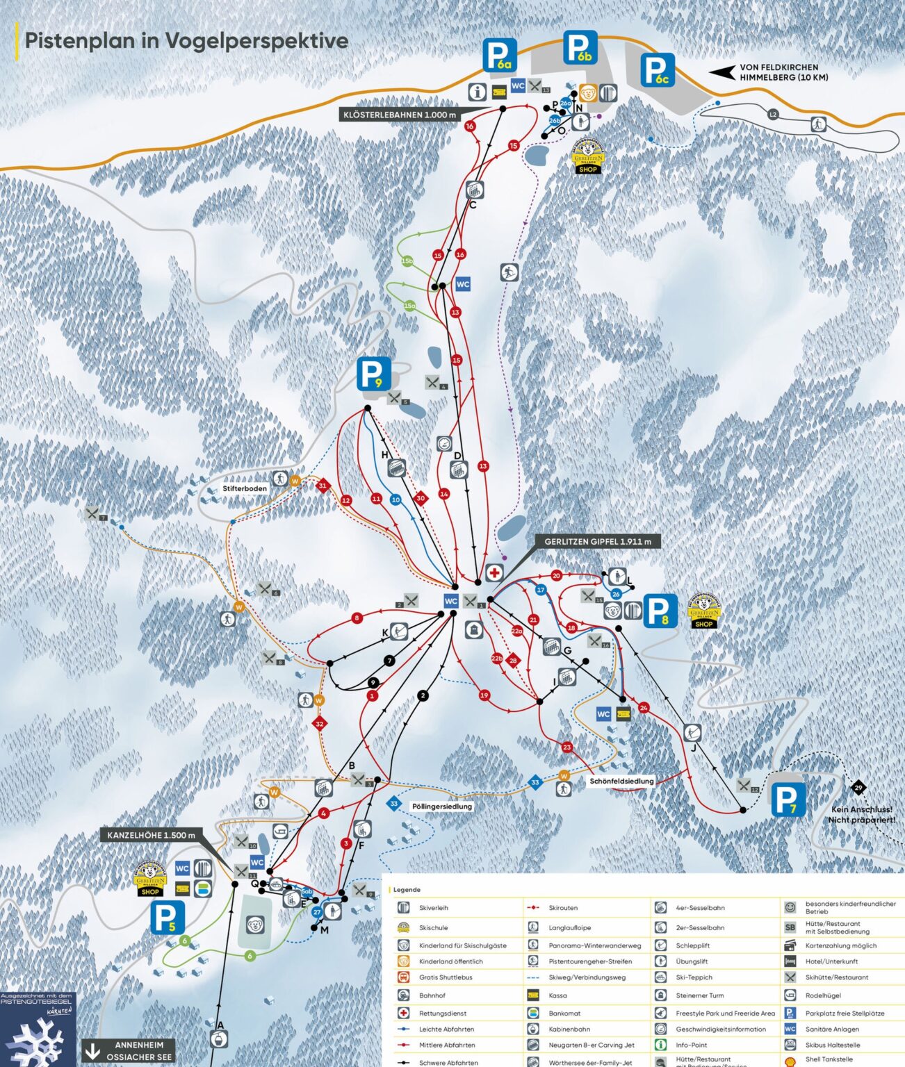 Gerlitzen – skijanje u blizini Zagreba s pogledom na Alpe i jezero